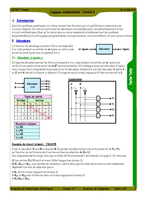 Logique Combinatoire Partie 2 Cours Logique Combinatoire Partie 2 1