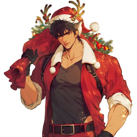 力強いサンタ姿の男性クリスマスアイコン｜イラスト・フリー素材なら「シンテリ」