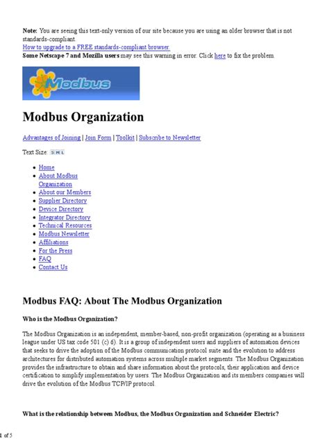 Modbus Faq Pdf Internet Protocol Suite Communications Protocols