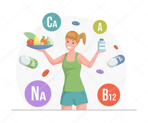 Mujer Sosteniendo Plato Con Frutas Y Verduras Y Botella Con Vitaminas