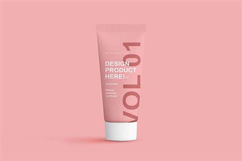 2 Mockups Of Cosmetic Tubes Standing On Floor And Floating Free