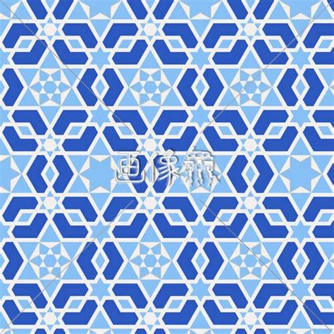 青の六角形パッチワークパターン模様 ｜ 画像衆