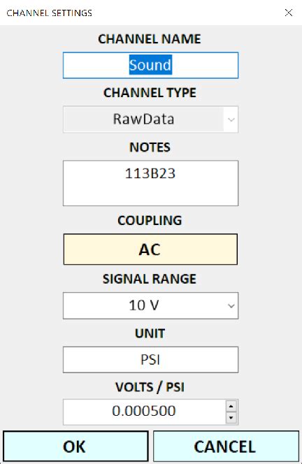 Raw Data Channel Settings In The CHANNEL SETTINGS Dialog Download Scientific Diagram