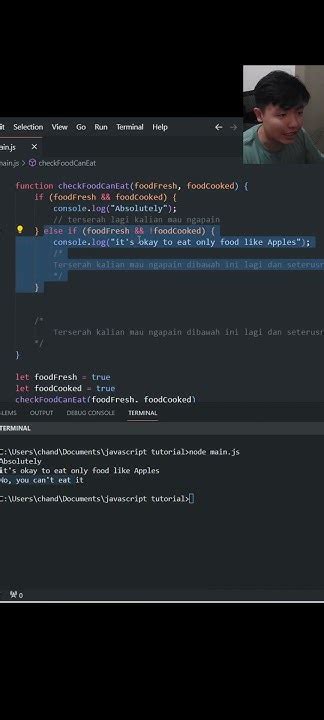 tutorial javascript 60 detik part 12 if else if else conditional statements shorts