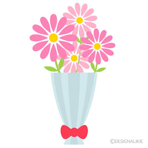 ピンクの花の花束イラストのフリー素材｜イラストイメージ