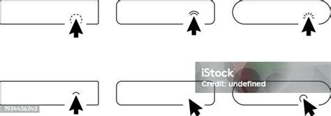 Click Blank Button With Pointer Clicking Mouse Pointer Pictogram Action