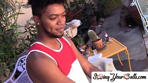 Youthful Black Person Flaunts His Balls And Jerks Off Performance