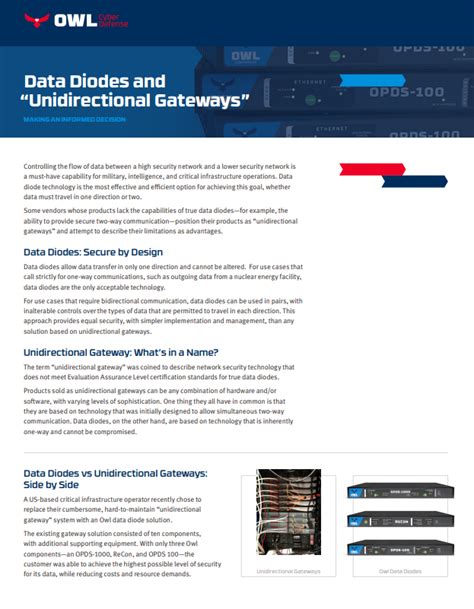 Data Diodes And Unidirectional Gateways Making An Informed Decision Owl Cyber Defense