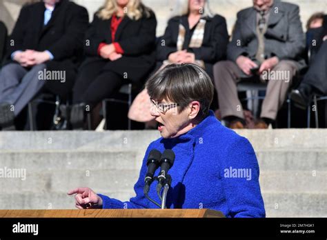 Topeka Kansas January 9 2023kansas Democratic Governor Laura Kelly