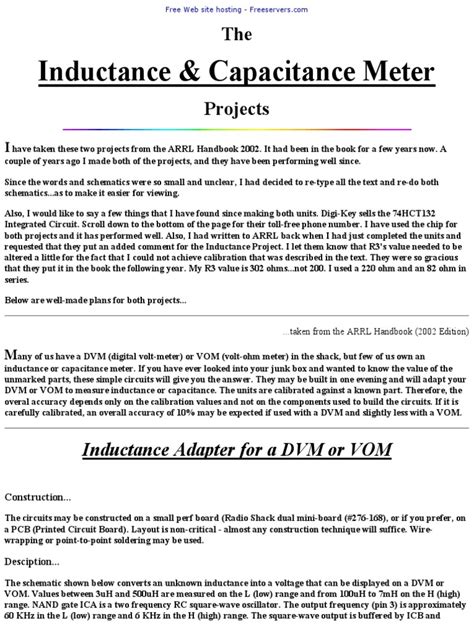 Inductance And Capacitance Meter Pdf Capacitor Voltage
