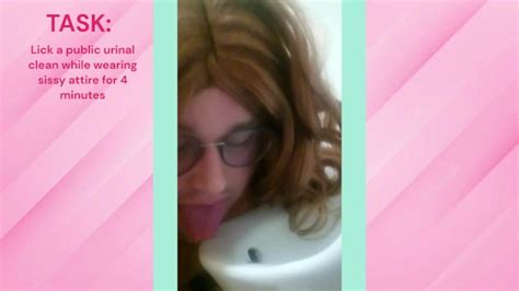 Dare Sissy Trans Licks Public Urinal For 4 Minutes
