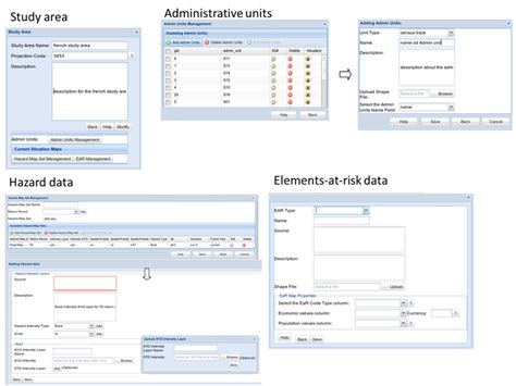 User Interface For The Data Input Of A Study Area With Hazard Data And