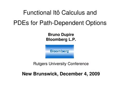 Ppt Functional Itô Calculus And Pdes For Path Dependent Options Powerpoint Presentation Id