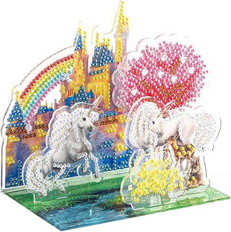 Amazon de Diamond Painting Kinder D Diamant Malerei Kit mit Zubehör D Weiße Einhorn DIY