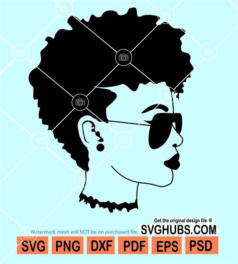 Afro Woman Svg Afro Woman Sunglasses Svg Black Woman With Sunglasses