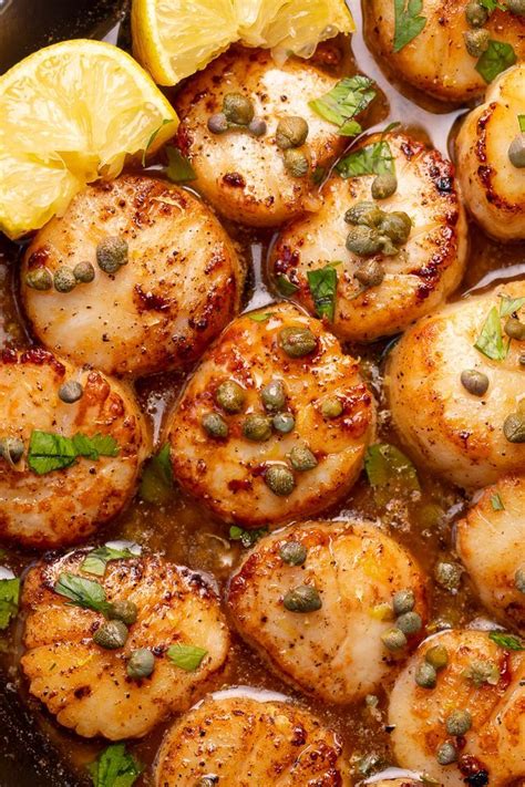 Pan Seared Scallops With Lemon Caper Sauce Baker By Nature Scallop Recipes Scallops Seared
