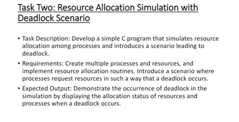 Solved Task Two Resource Allocation Simulation WithDeadlock Chegg