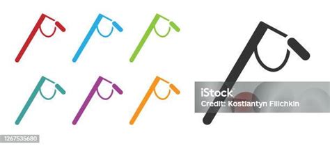 흰색 배경에 격리된 블랙 마이크 아이콘입니다 공기 라디오 마이크 마이크에 스피커 기호입니다 다채로운 아이콘을 설정합니다 벡터 일러스트레이션 가수에 대한 스톡 벡터 아트 및