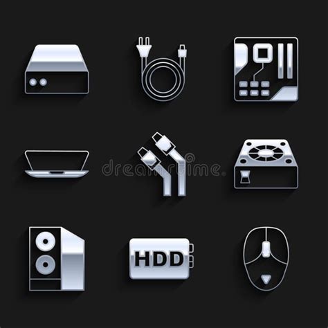Set Lan Cable Network Internet Hard Disk Drive Hdd Computer Mouse