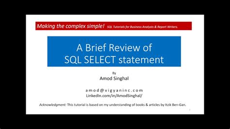A Brief Review Of Sql Select Youtube