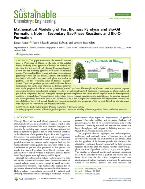 pdf mathematical modeling of fast biomass pyrolysis and bio oil formation note ii secondary