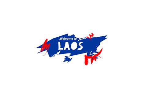 라오스에 오신 것을 환영합니다 인사말 카드 배너 포스터에 대한 이름 국가 템플릿 디자인 0명에 대한 스톡 벡터 아트 및 기타