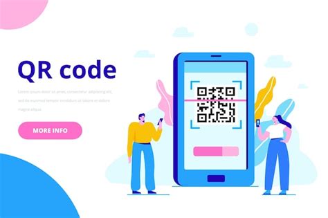 휴대 전화에 Qr 코드 캡처 Qr 코드 평면 벡터 일러스트와 함께 손을 잡고 전화 프리미엄 벡터