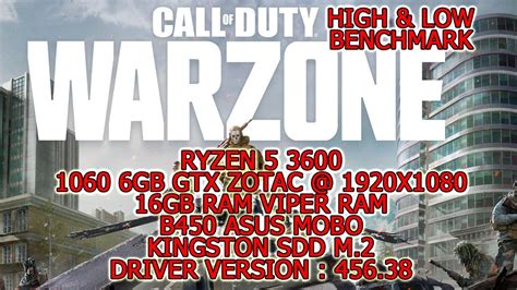 Call Of Duty Warzone Gtx 1060 Ryzen 5 3600 Detailed Benchmark
