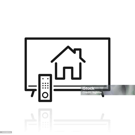 스마트 홈이 있는 Tv 흰색 배경에 반사된 아이콘 0명에 대한 스톡 벡터 아트 및 기타 이미지 0명 Tv 보기 가정 생활