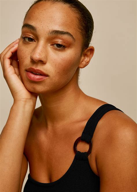 Black Tort Ring Textured Swimsuit Whistles Whistles Us