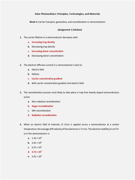 Assignment 3 Solution Pdf Semiconductors Molecular Physics
