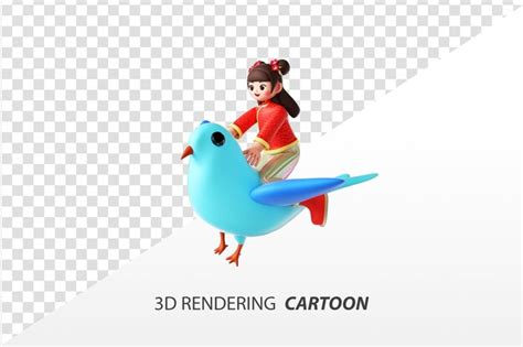 Representación 3d de chicas de dibujos animados con ropa tradicional