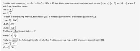 solved consider the function f x 2x3 39x2 240x 10 ﻿for