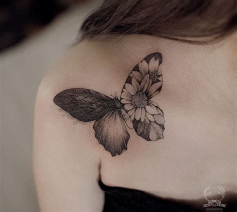 Butterfly Cover Up Tattoo On Shoulder By Zihwatattooer Butterfly