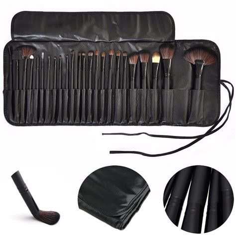 Kit de 24 Pincéis Para Maquiagem Profissional Estojo Preto