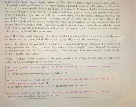 Solved Insert Substrings Into String S Substrs This Chegg