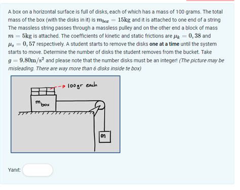 solved a box on a horizontal surface is full of disks each