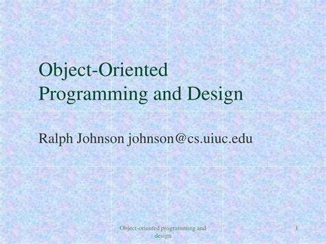 Ppt Object Oriented Programming And Design Powerpoint Presentation