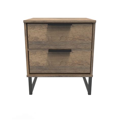 Havana Ready Assembled Bedside Table With 2 Drawers Vintage Oak