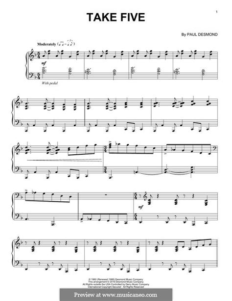 Take Five Dave Brubeck By P Desmond Sheet Music On Musicaneo