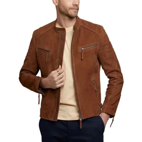 Mens Brown Suede Biker Jacket Jacketpop