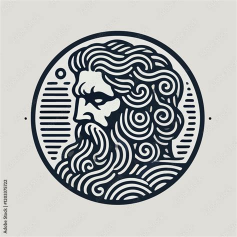 Poseidon Line Art An Abstract Minimalist Line Art Portrait Of Poseidon The Greek God Of The