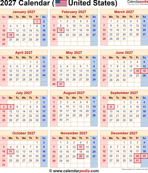 2027 Printable Calendar With Holidays Free Printable Calendar
