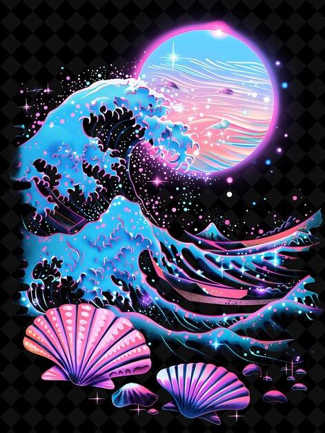Premium Psd Shimmering Pearl 16 Bit Pixel With Seashells And Ocean