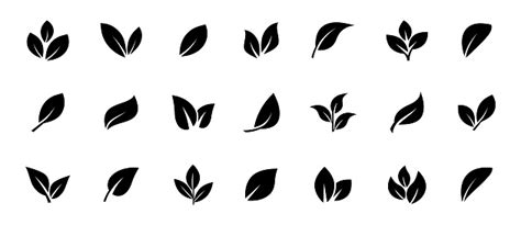 나뭇잎 아이콘 집합입니다 나무와 식물의 잎 나뭇잎 아이콘을 클릭합니다 컬렉션 녹색 잎 자연 친환경 바이오 비건 라벨을 위한 Elements 디자인 벡터 일러스트 레이 션