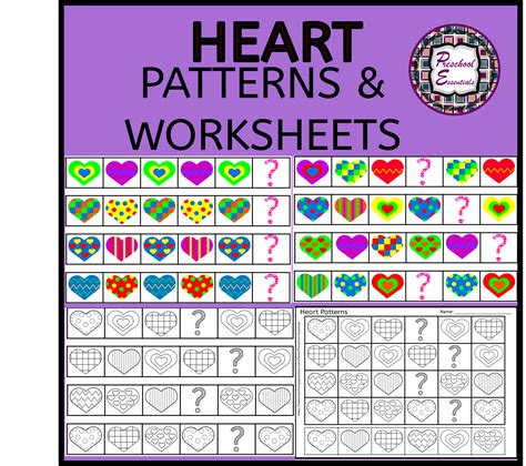 Heart Pattern Cards And Worksheets Pattern Worksheet Card Patterns