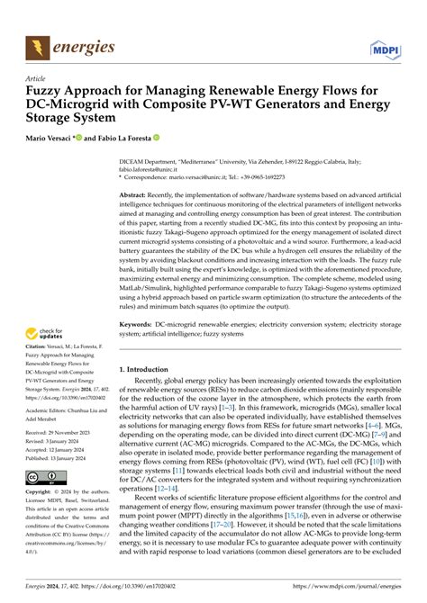 Pdf Fuzzy Approach For Managing Renewable Energy Flows For Dc