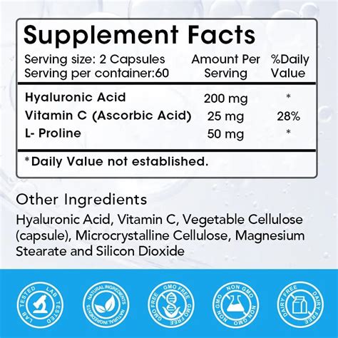 Bbeeaauu L Proline Hyaluronic Acid Capsule Vitamin C Supplement
