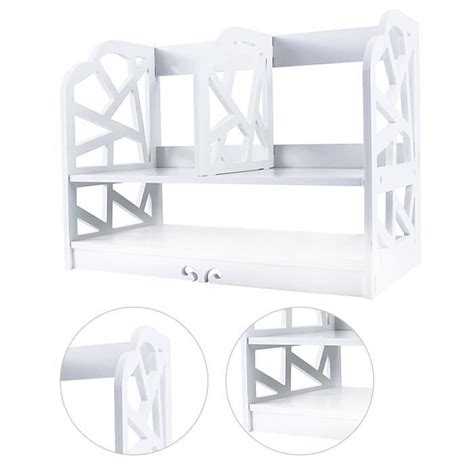 HURRISE Étagère à livres de bureau White Matte Finish Desk Shelf Tier DIY Wooden Bookcase