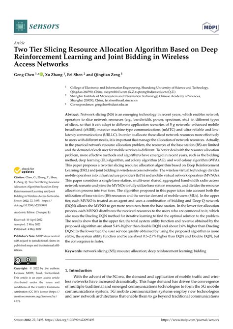 pdf two tier slicing resource allocation algorithm based on deep